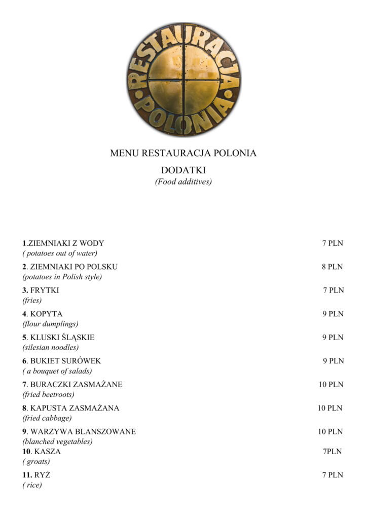 Nasze menu - Restauracja POLONIA